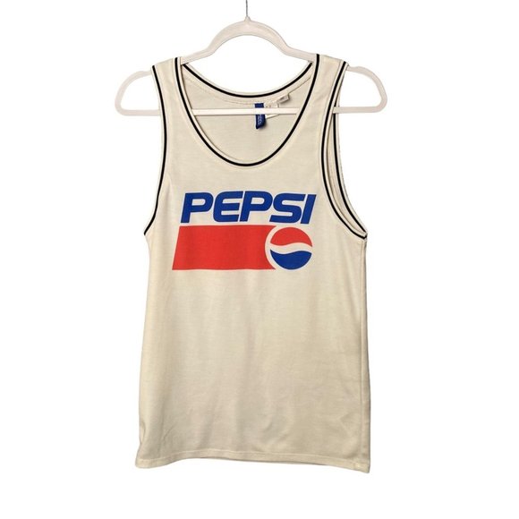 H&M | Tops | Pepsi Hm Divided Women White Mesh Ribbed Logo Jersey Tank ...